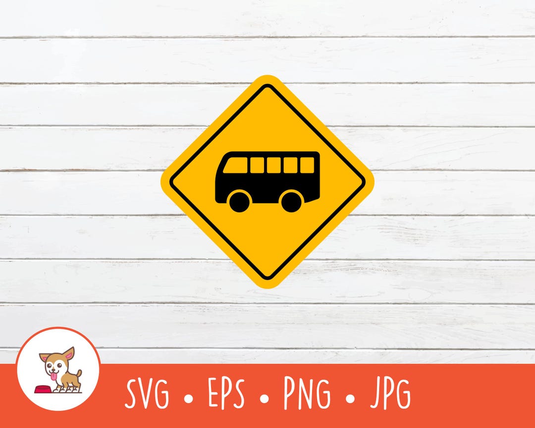 Bus Sign SVG, Bus Signage Clipart, Vector Bus Road Sign Cut File for ...