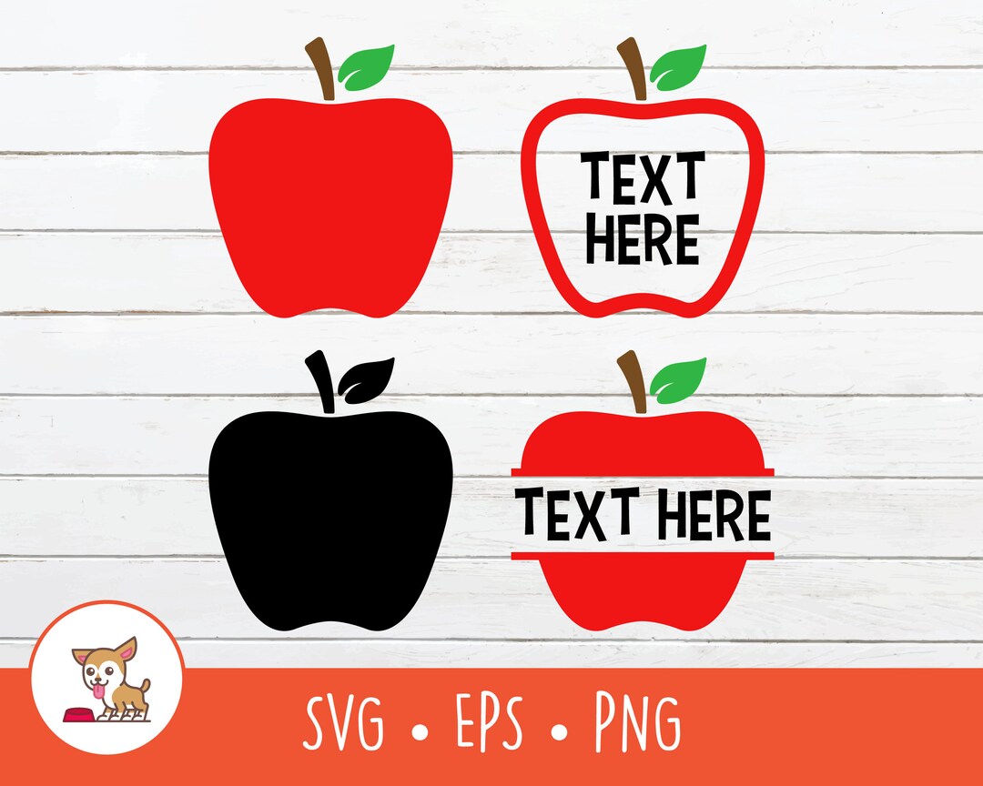 Apple SVG, Split Apple Name Frame, Vector Apple Clipart, Apple Cut File ...