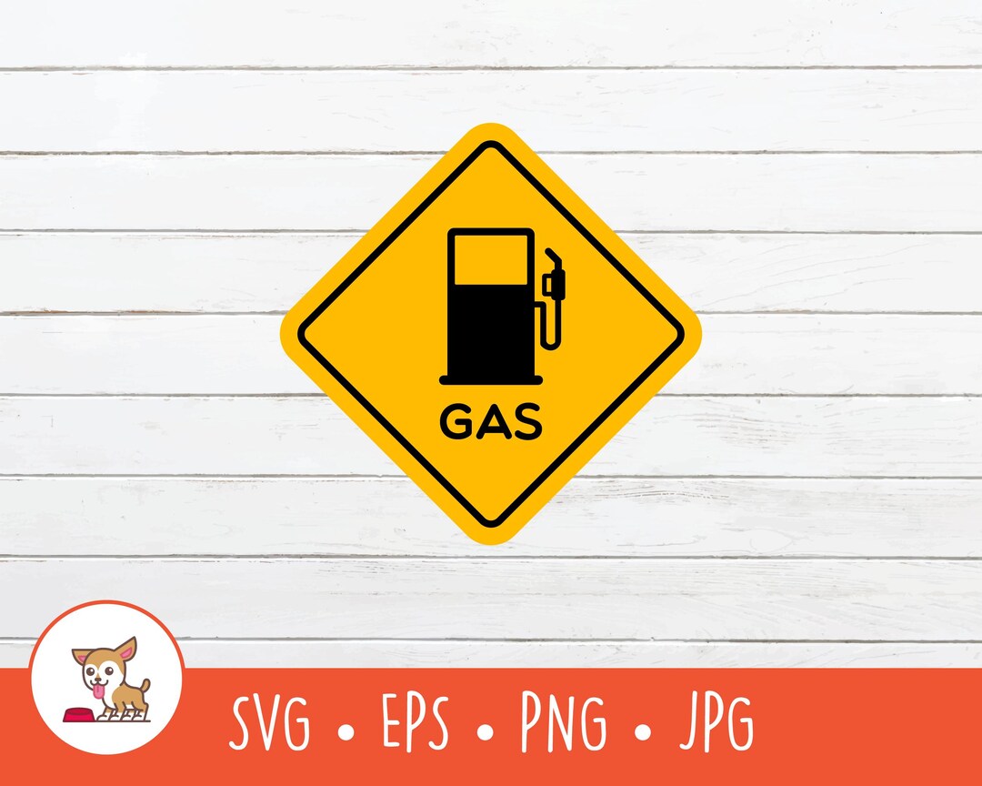 Gas Station Sign SVG, Gas Station Clipart, Vector Gas Station Road Sign ...