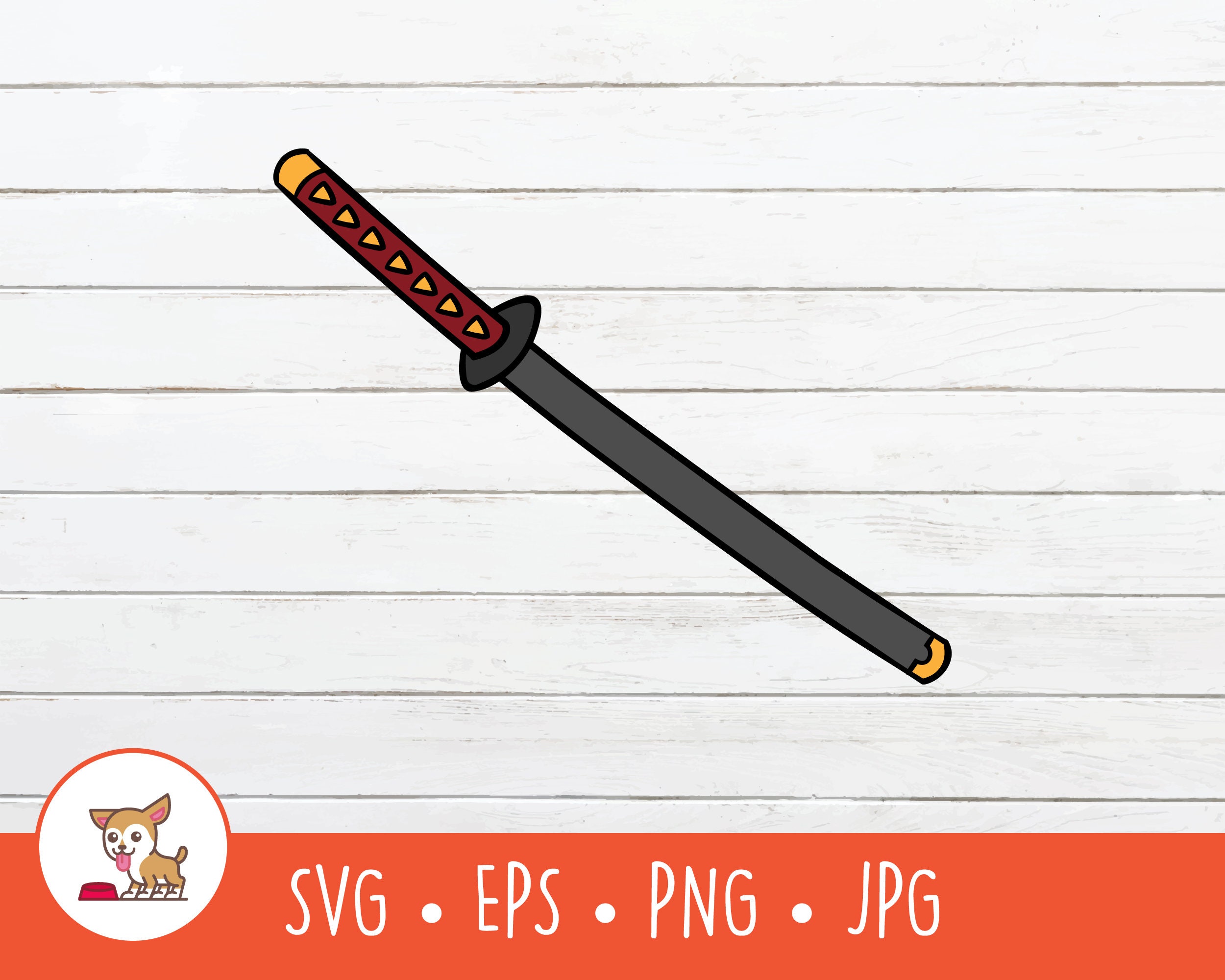 Cartoon Katana Clipart, Vector Katana Sword SVG, Katana Sword Cut File ...