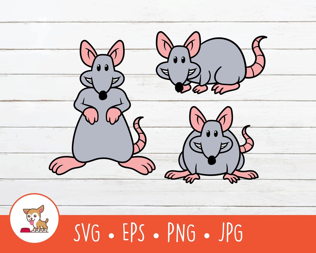 Cartoon Rat Clipart Bundle, Rat SVG Bundle, Vector Rat Cut File for ...