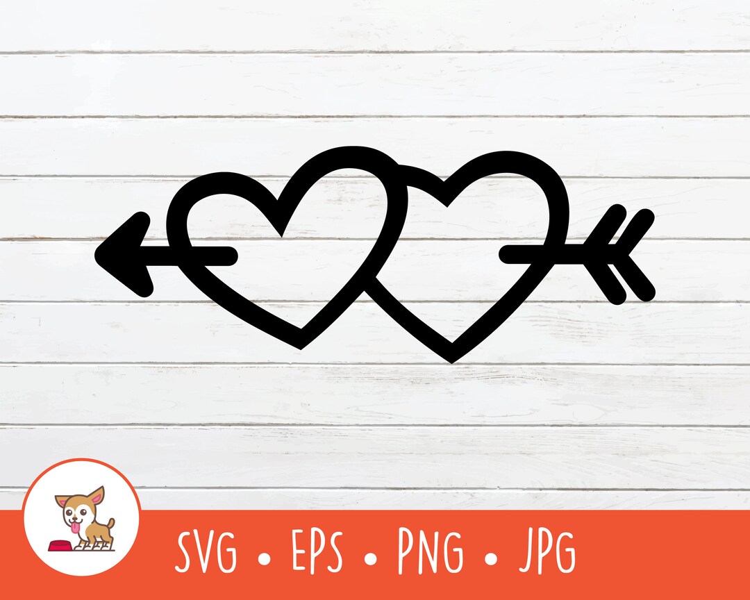 Two Hearts and Arrow SVG, Abstract Hearts Clipart, Love Cut File for ...