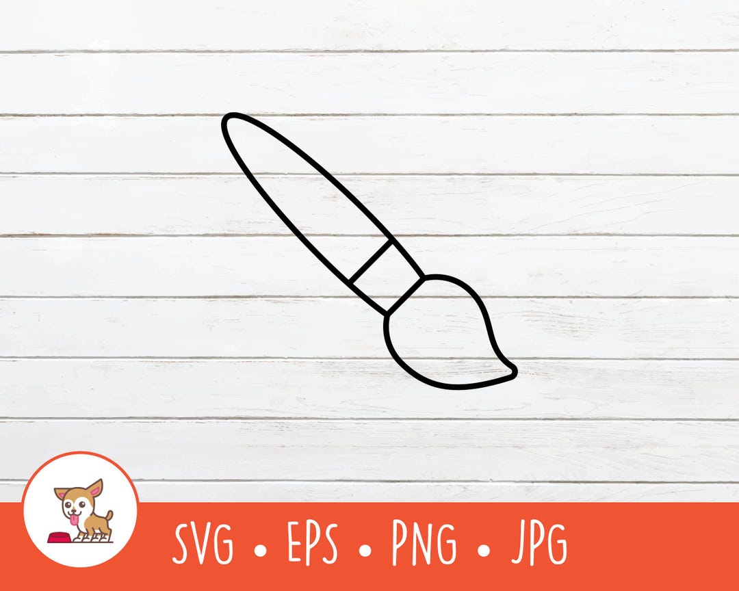 Paintbrush Outline SVG, Paintbrush Outline Clipart, Vector Paintbrush ...