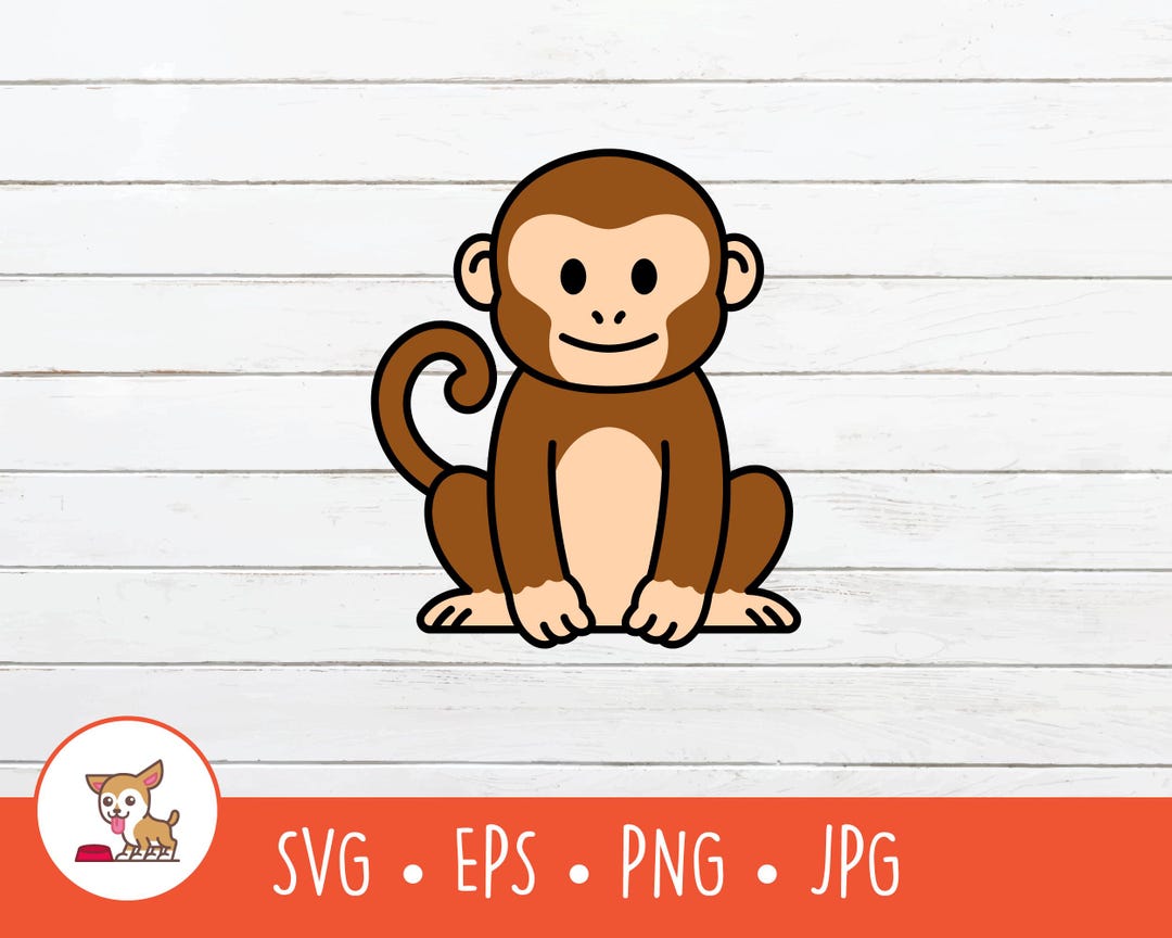 Cartoon Monkey Clipart, Monkey SVG, Vector Monkey Cut File for Cricut ...