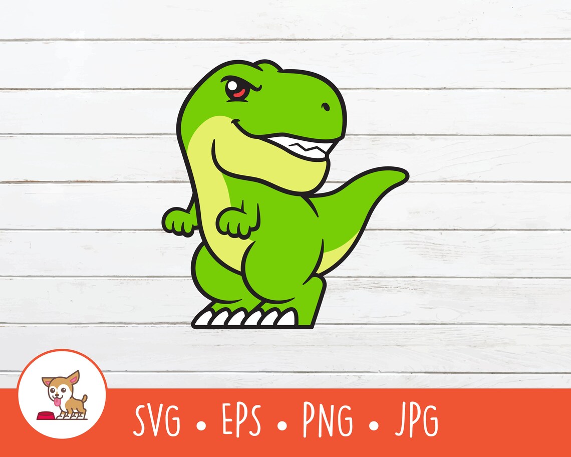 Cartoon Tyrannosaurus Rex Clipart, Green T-rex SVG, Vector T-rex Cut ...