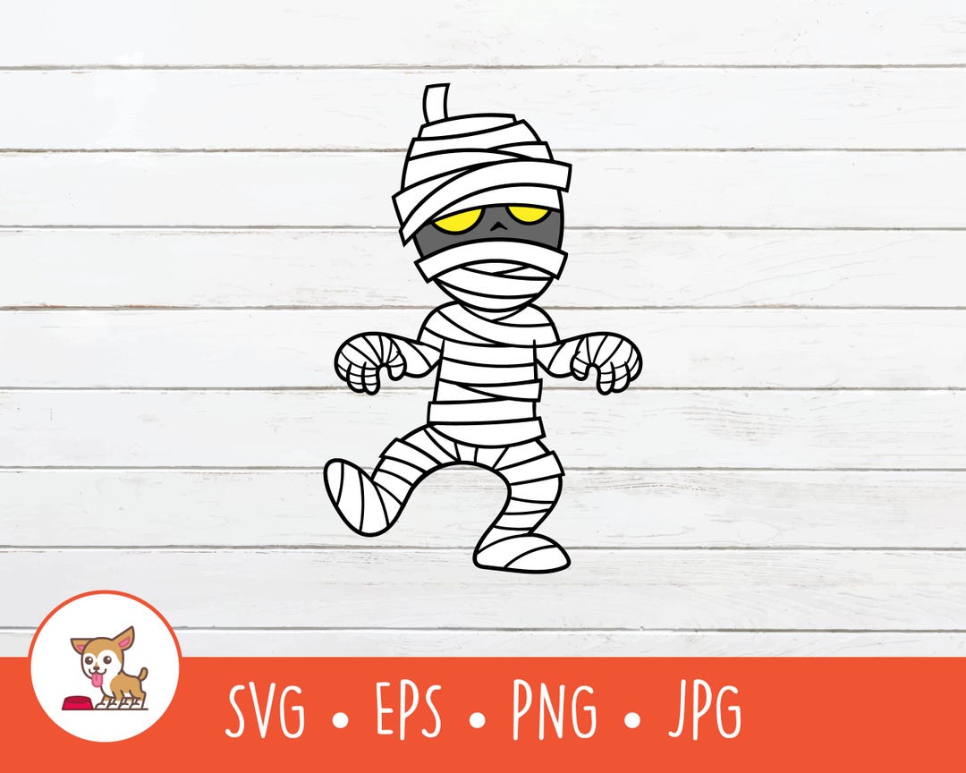 Cartoon Mummy Clipart, Mummy SVG, Vector Mummy Cut File for Cricut, PNG ...