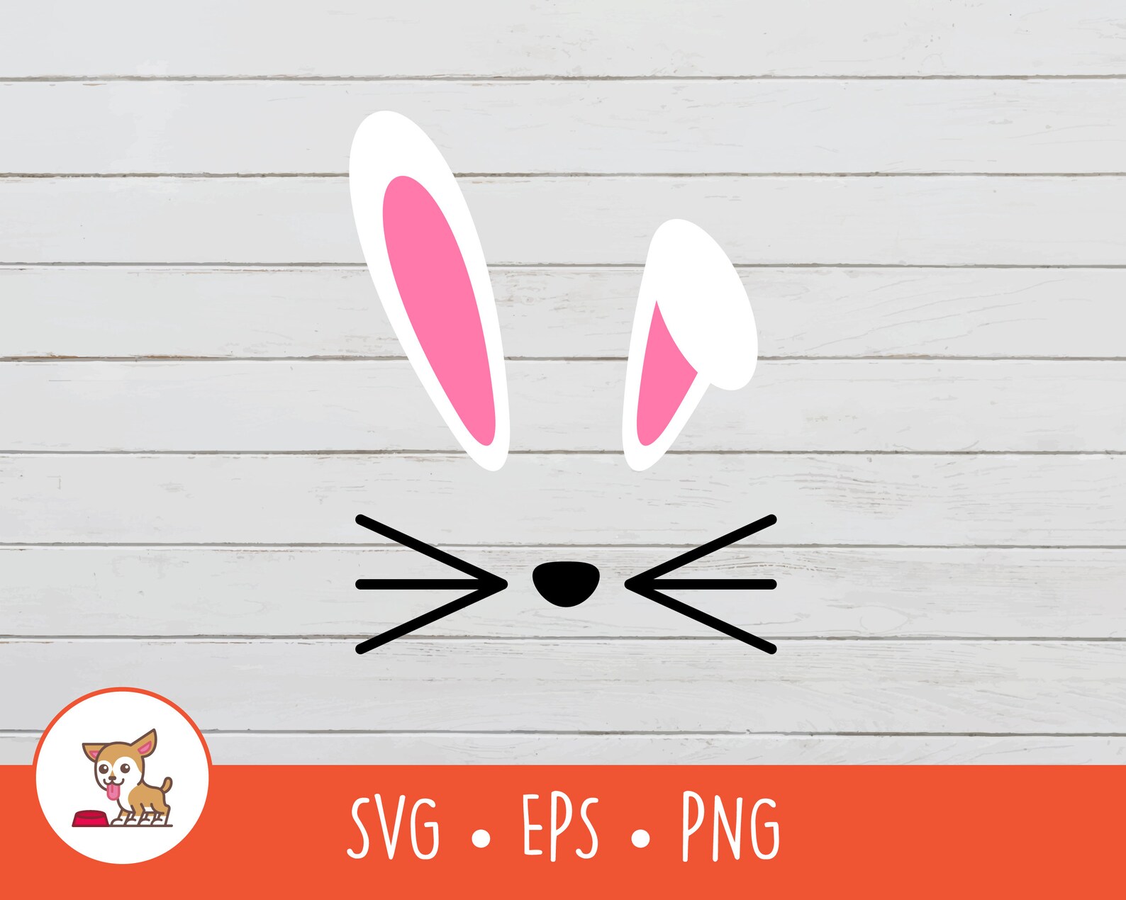 Bunny Face SVG, Vector Bunny Ears Clipart, Rabbit Face Cut File for ...