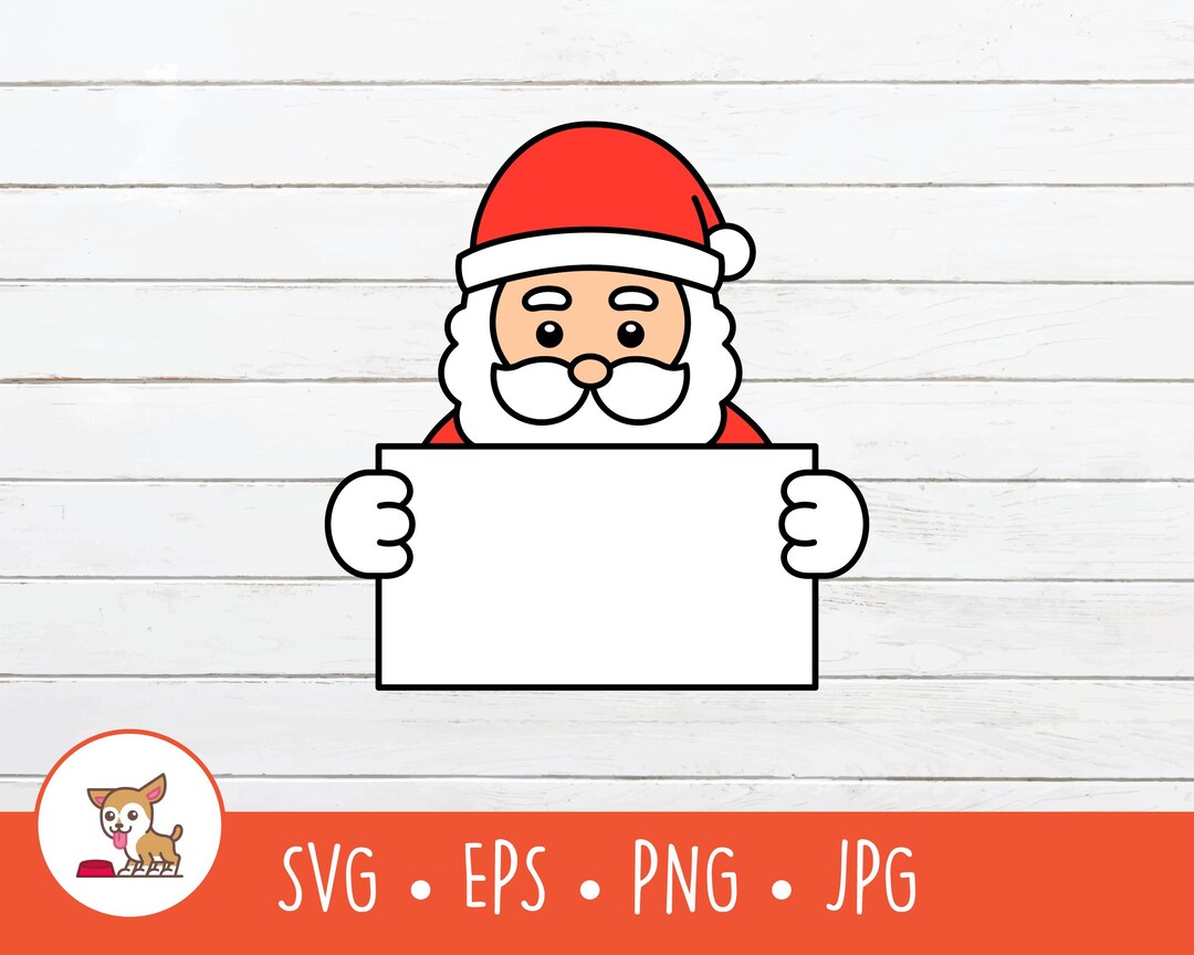 Cartoon Santa Holding Blank Sign Clipart, Santa Claus SVG, Vector Santa ...