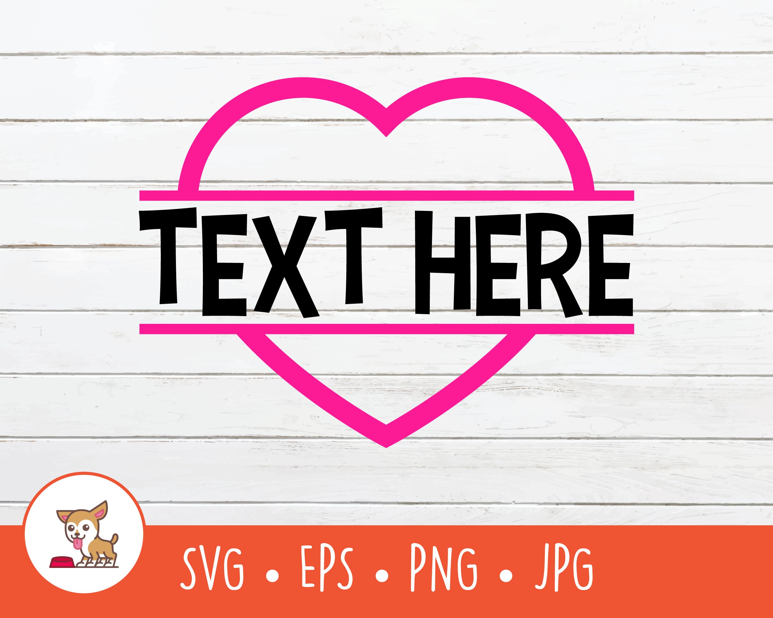 Heart SVG, Split Heart Name Frame, Love Clipart, Vector Heart Cut File ...