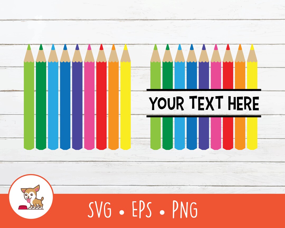 Colored Pencils SVG, Split Colored Pencils Name Frame, Colored Pencils ...