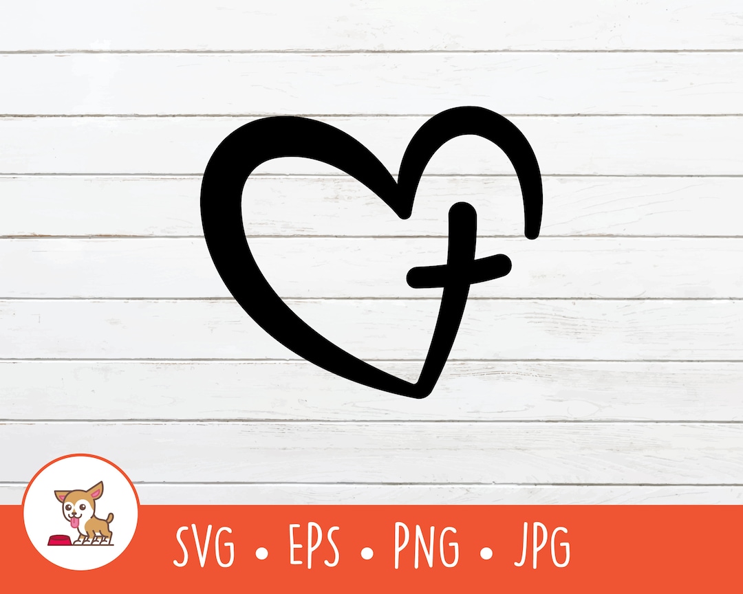 Heart With Cross SVG, Cross With Heart Clipart, Vector Christian Cross ...