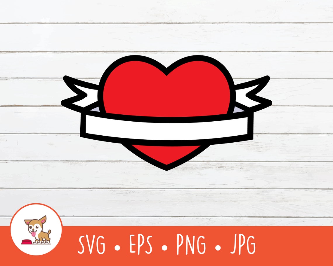 Cartoon Heart With Ribbon Clipart, Heart With Ribbon SVG, Vector Heart ...