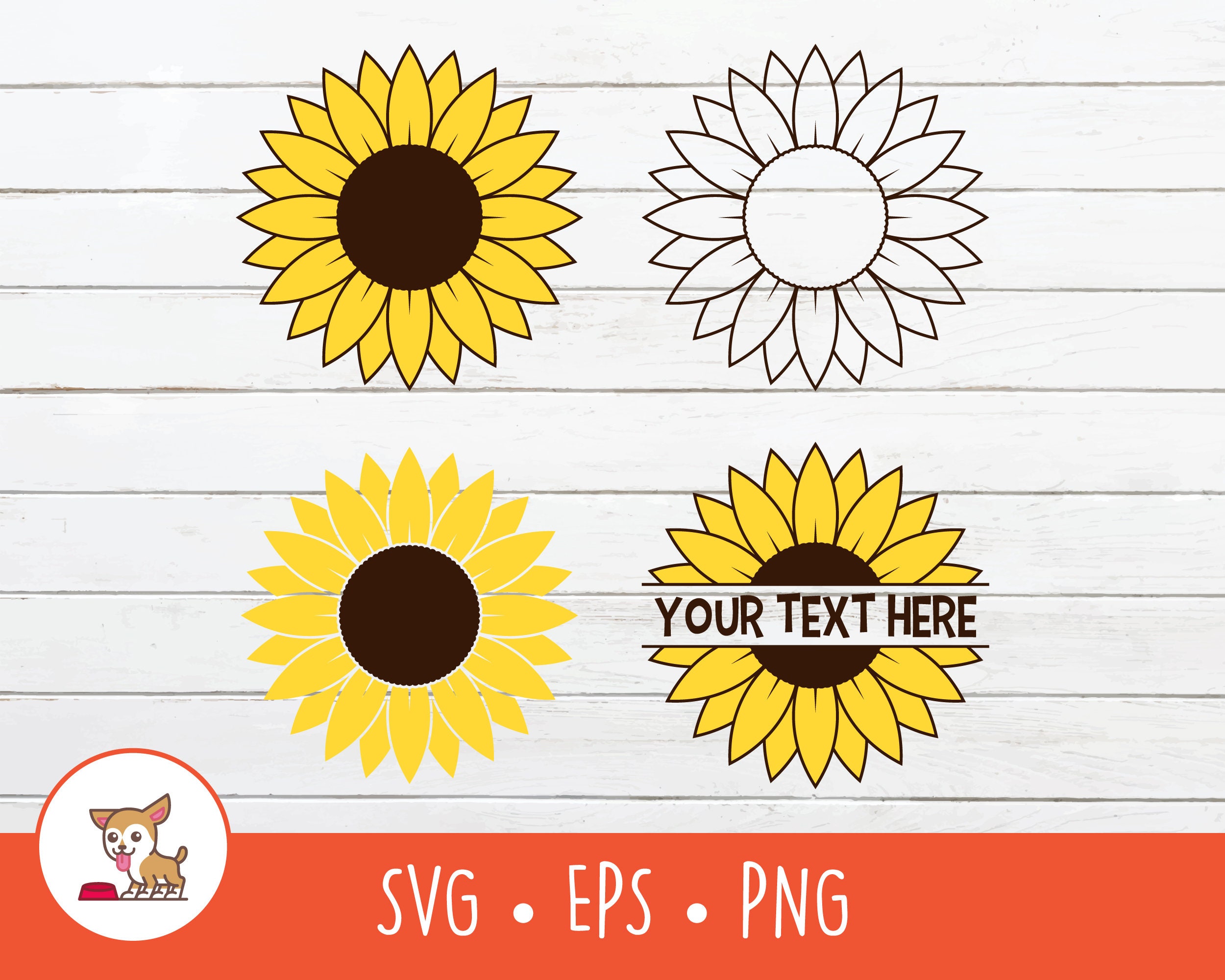 Sunflower SVG Split Sunflower Name Frame Sunflower Clipart - Etsy