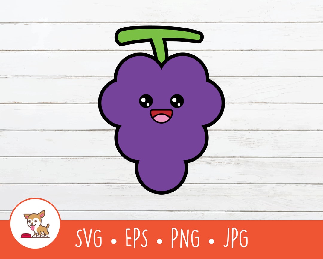 Kawaii Grapes SVG, Vector Grapes Clipart, Cute Grapes Cut File for ...