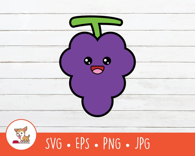 Kawaii Grapes SVG, Vector Grapes Clipart, Cute Grapes Cut File for ...