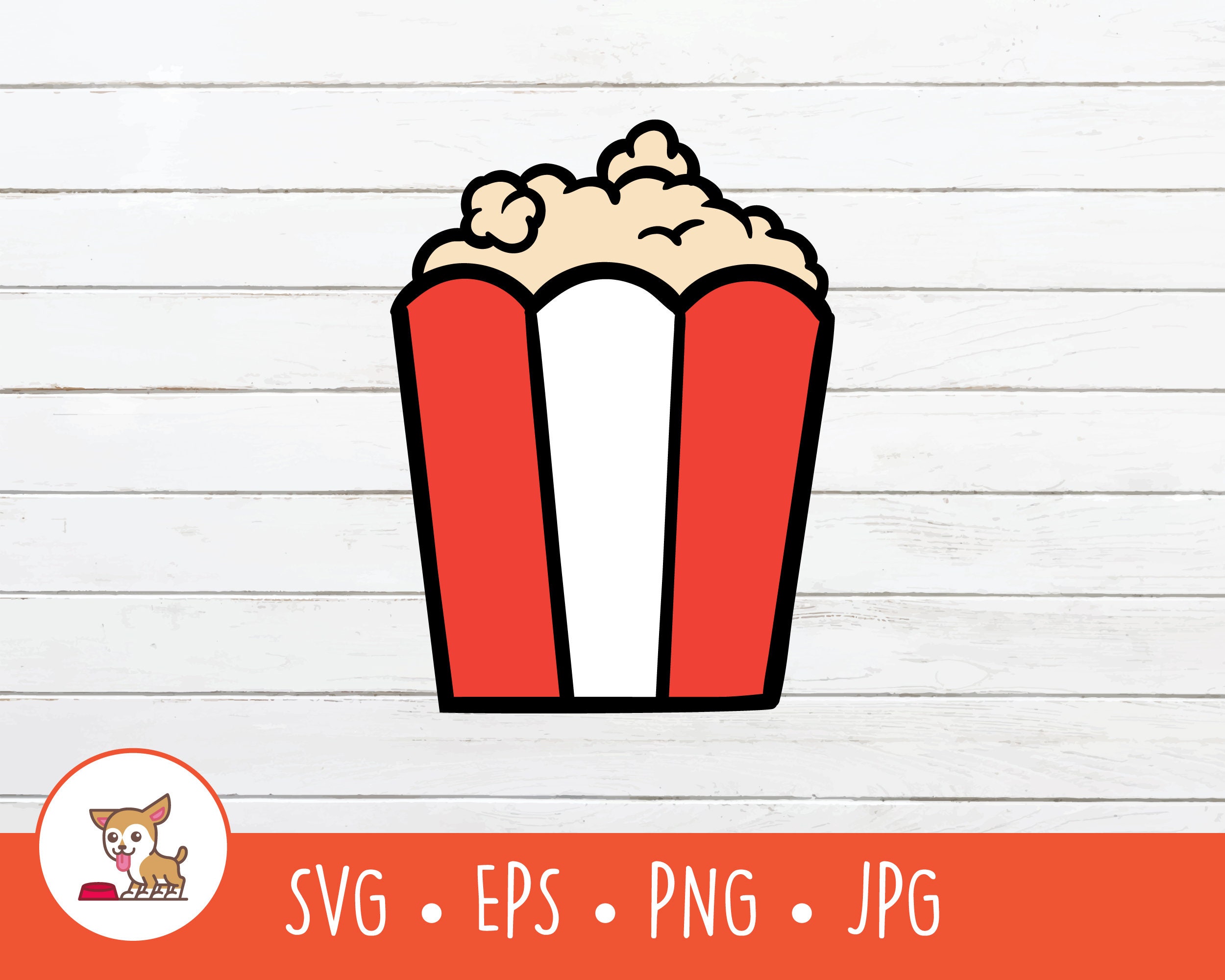 Cartoon Popcorn Clipart, Popcorn SVG, Vector Popcorn Cut File for ...