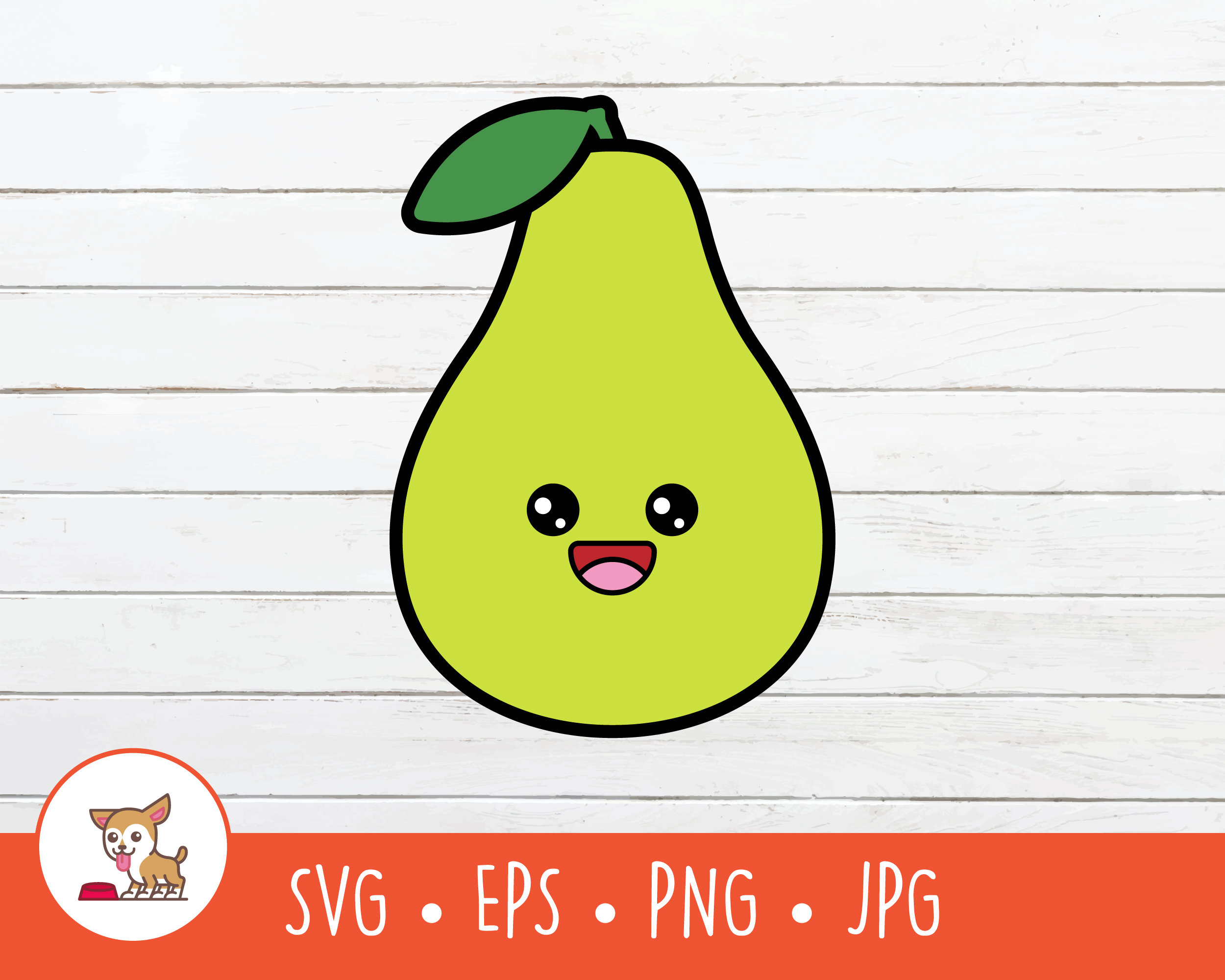 Kawaii Pear SVG Vector Pear Clipart Cute Pear Cut File for - Etsy