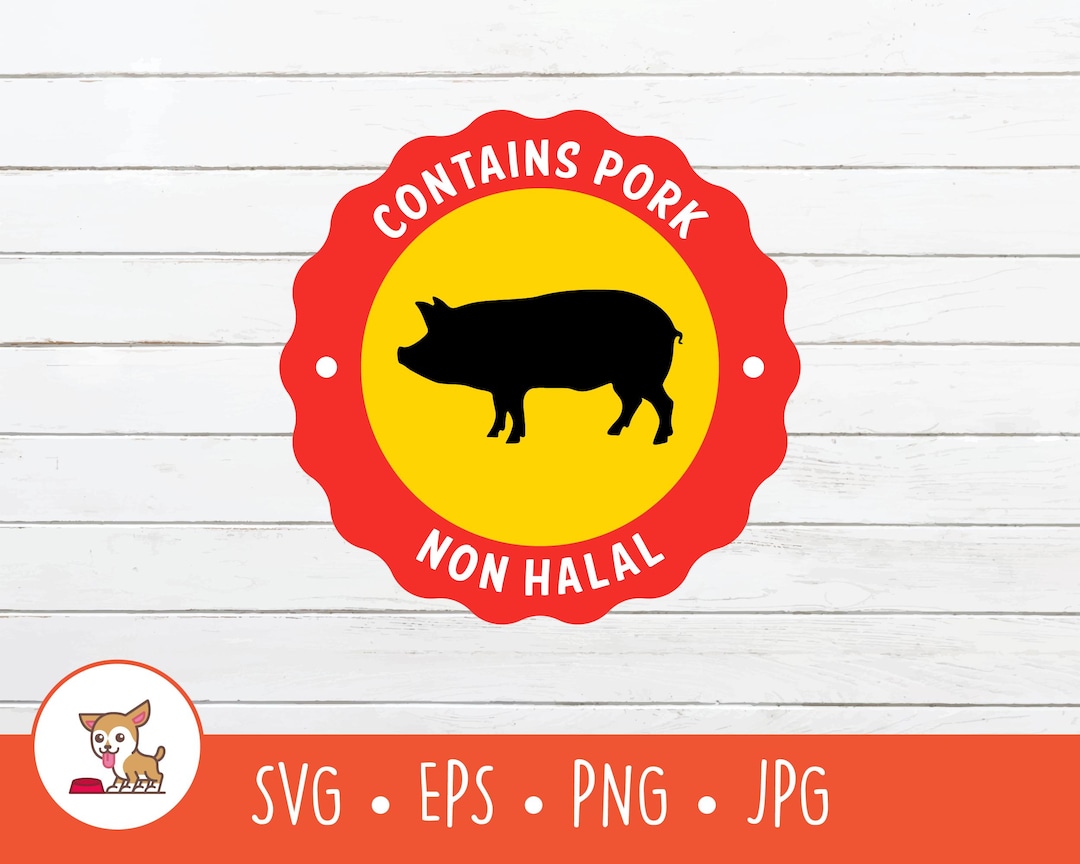 Contains Pork Non Halal SVG, Contains Pork Sign Clipart, Vector Non ...