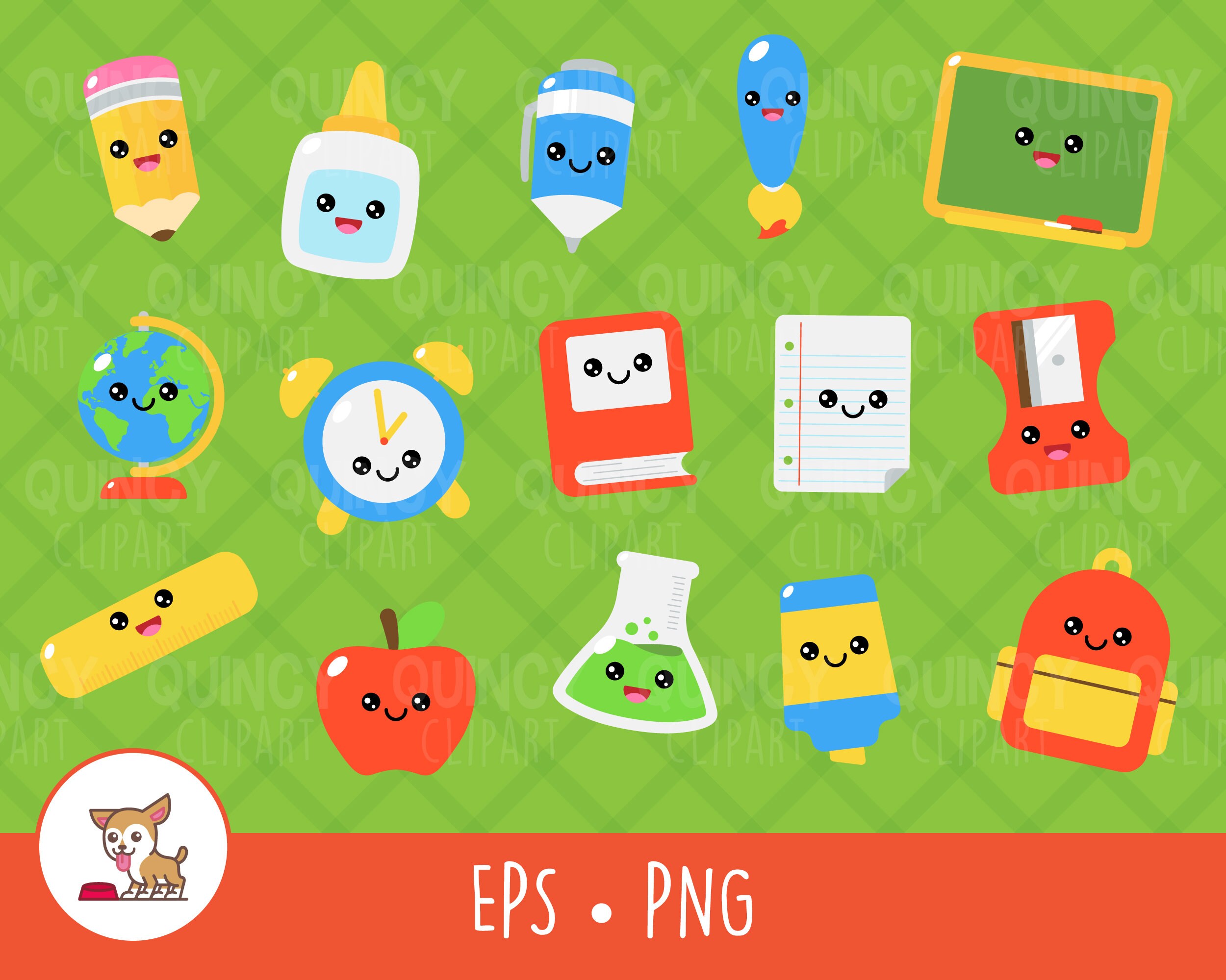 Kawaii School Supplies Clipart Vector School Supplies Cut - Etsy