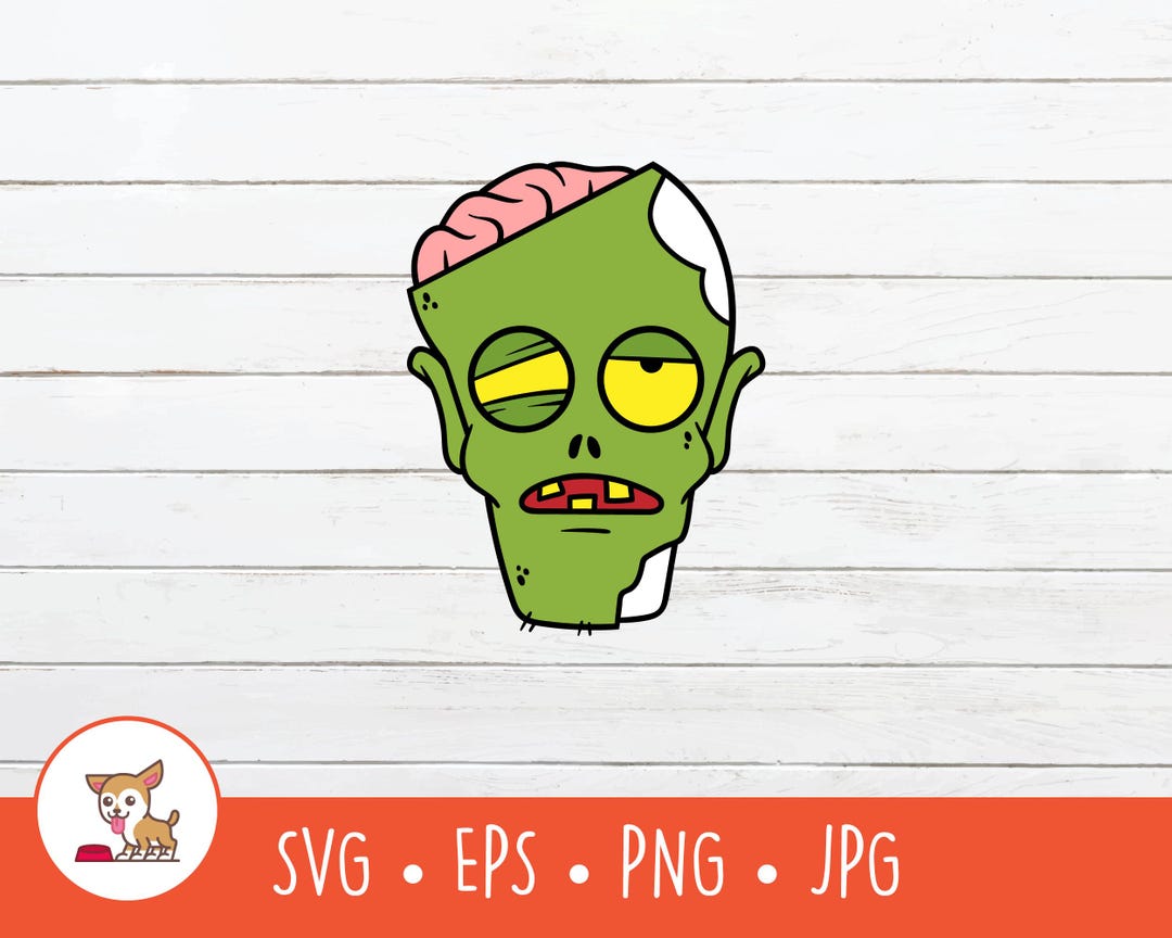 Cartoon Zombie Clipart, Zombie Head SVG, Vector Zombie Head Cut File ...