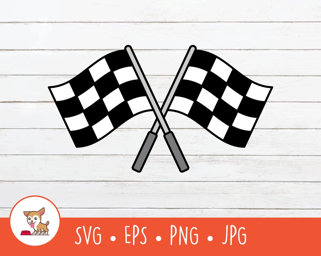 Cartoon Checkered Flags Clipart, Crossed Checkered Flags SVG, Vector ...