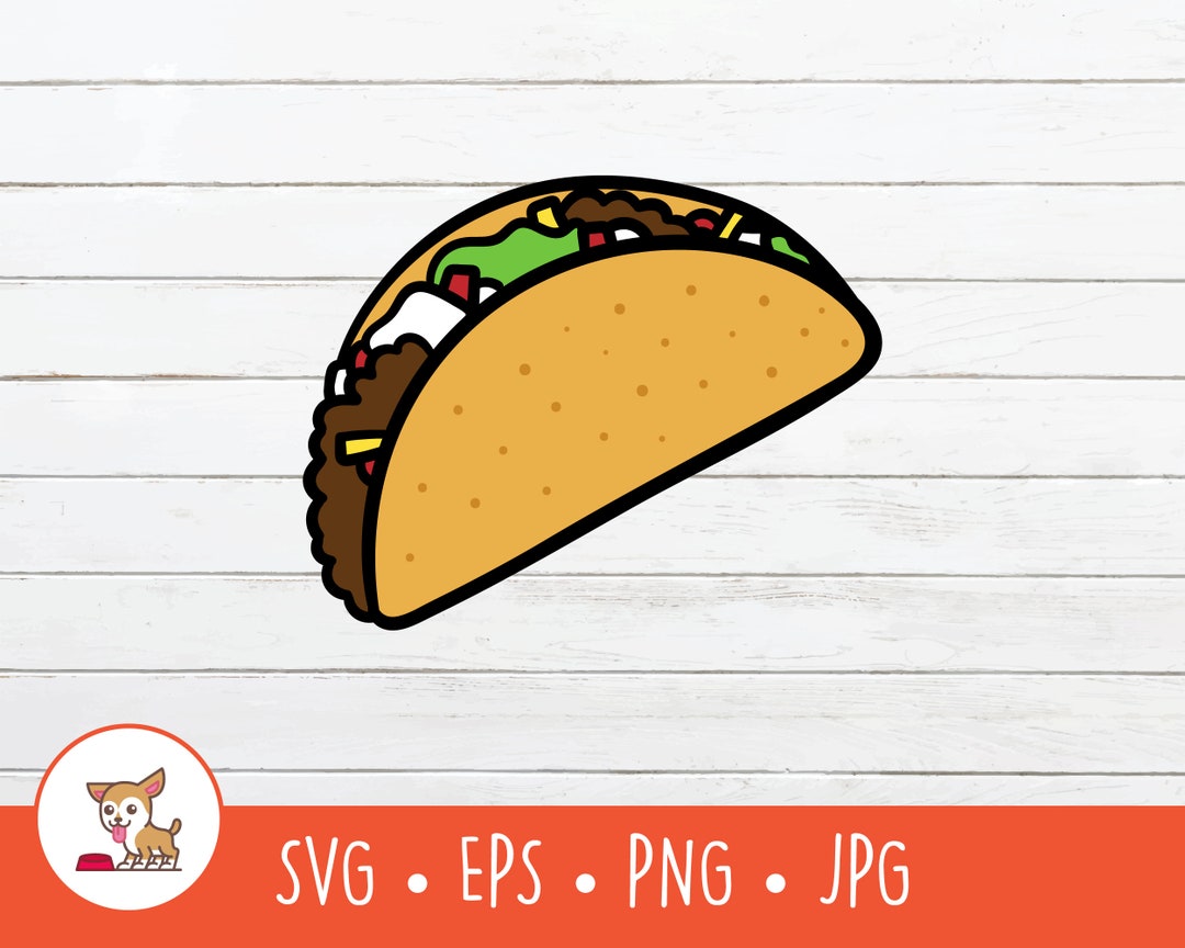 Cartoon Taco Clipart, Taco SVG, Vector Taco Cut File for Cricut, PNG ...
