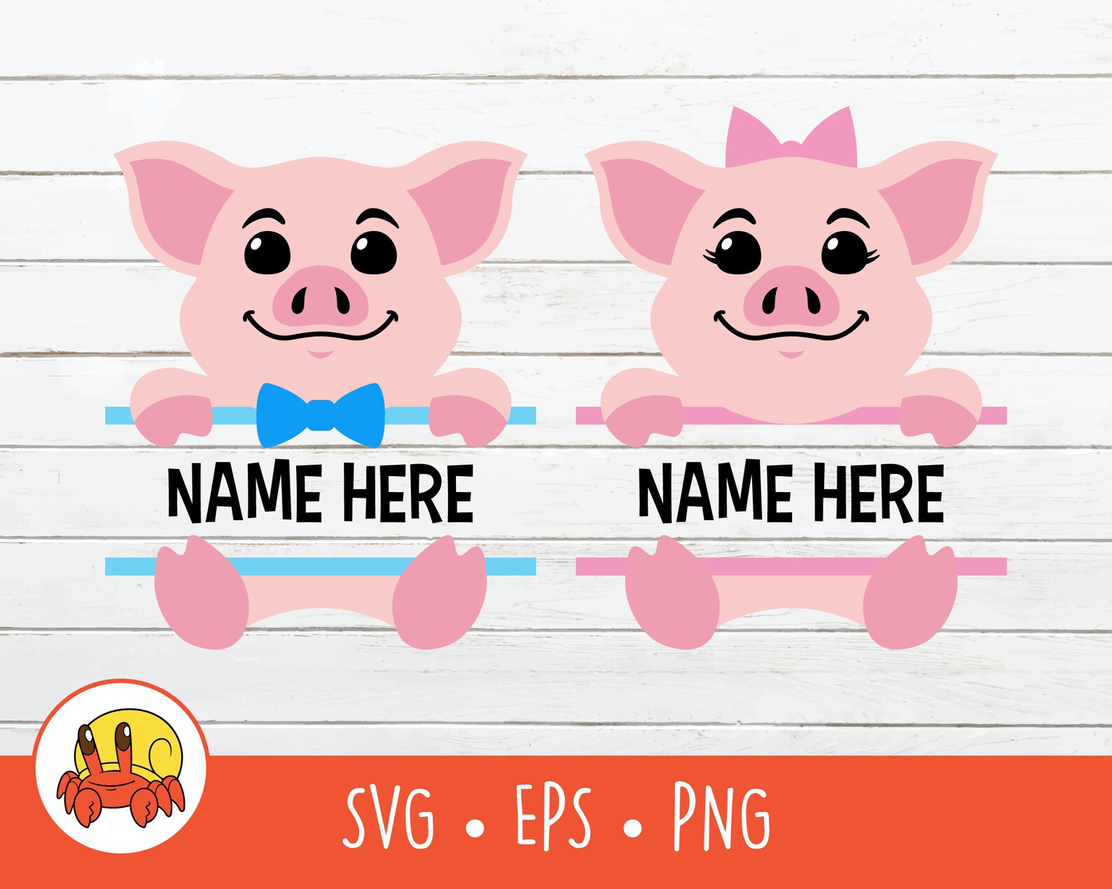 Pig SVG Split Pig Name Frame Vector Pig Clipart Pig Cut - Etsy