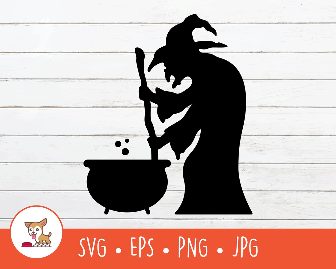 Witch and Cauldron SVG, Vector Witch Clipart, Witch and Cauldron Cut ...