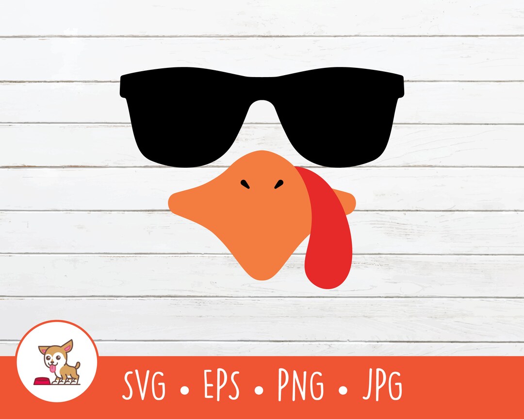 Turkey With Sunglasses SVG, Vector Cool Turkey Clipart, Male Turkey Cut ...