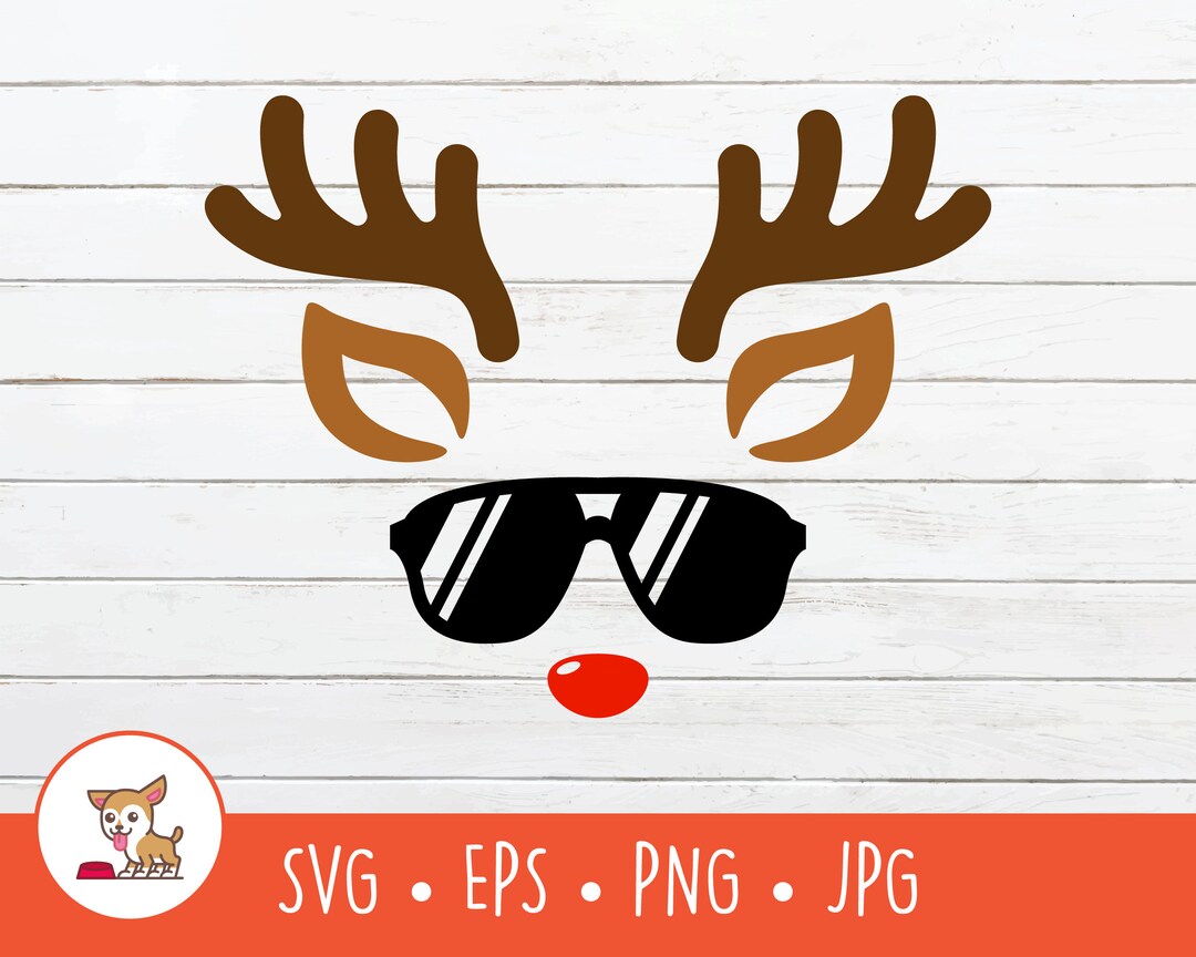 Reindeer SVG, Vector Reindeer With Sunglasses Clipart, Reindeer Face ...