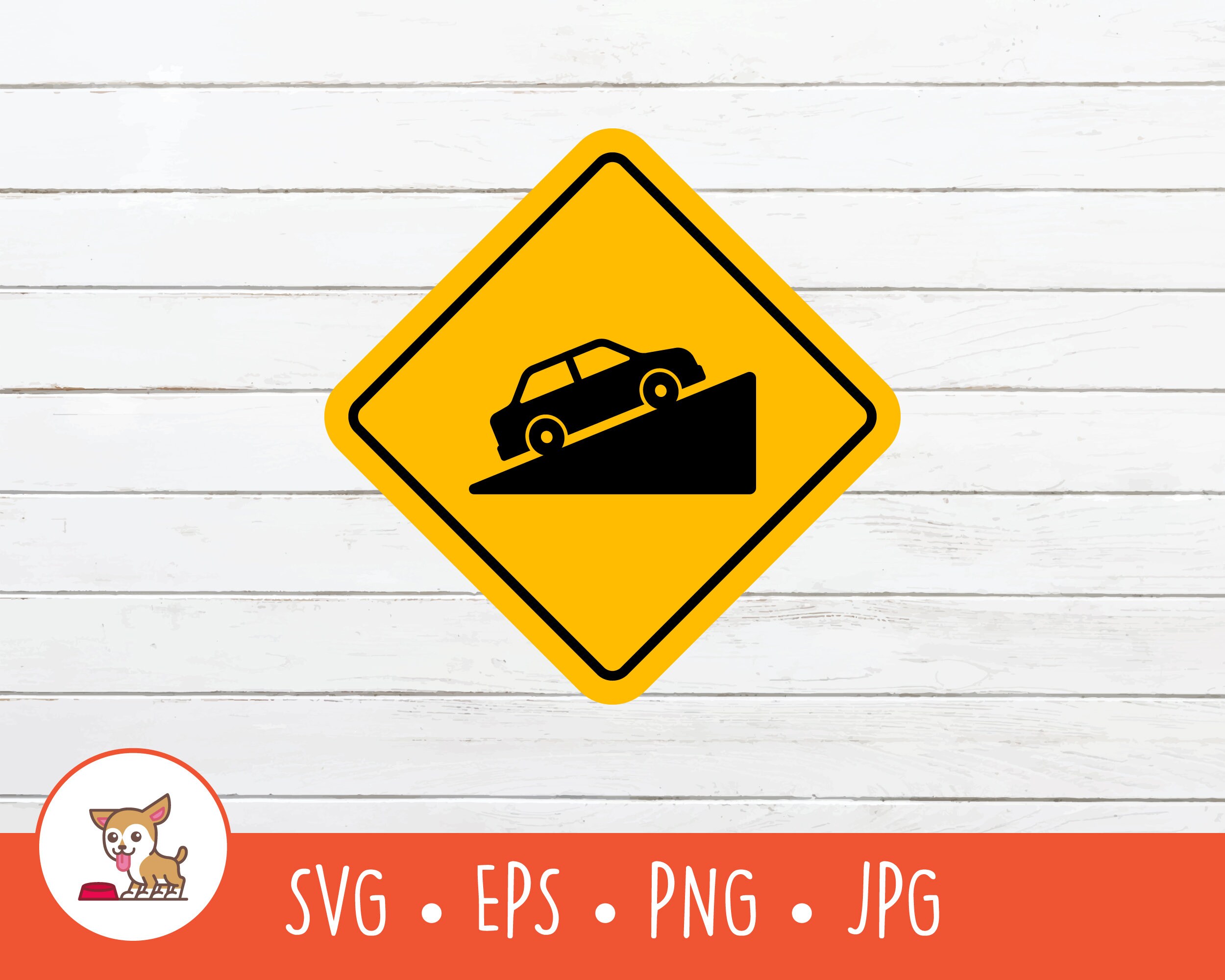 Steep Hill Sign SVG, Uphill Sign Clipart, Vector Steep Hill Sign Cut ...