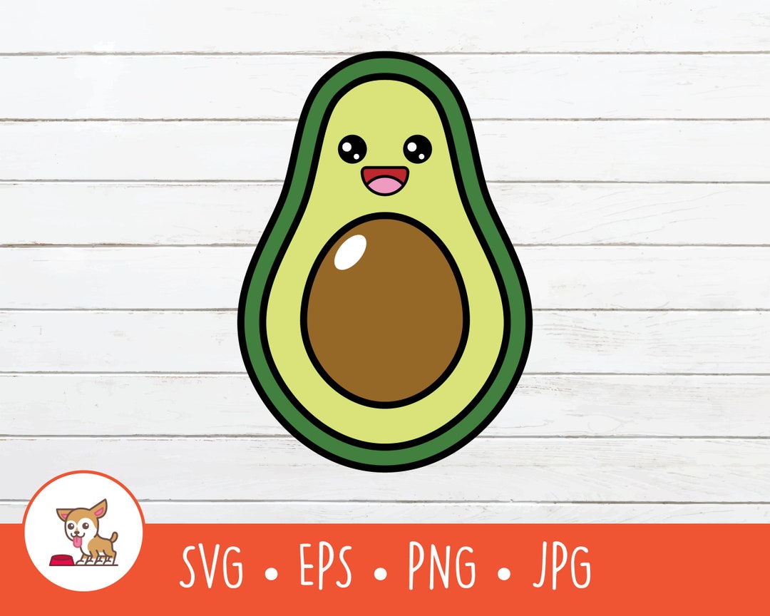 Kawaii Avocado SVG, Vector Avocado Clipart, Cute Avocado Cut File for ...