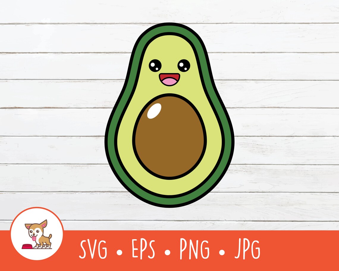 Kawaii Avocado SVG Vector Avocado Clipart Cute Avocado Cut - Etsy