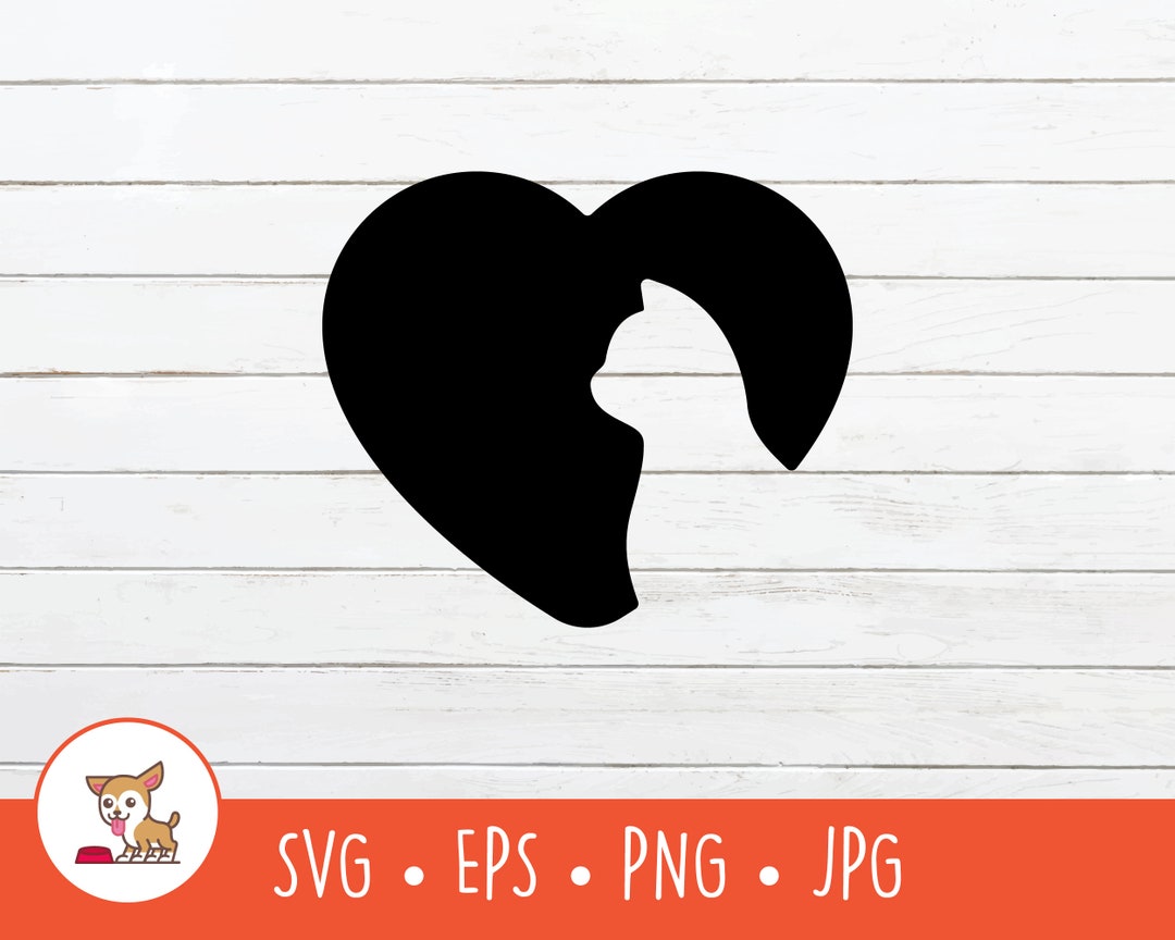 Cat Love SVG, Cat With Heart Clipart, Vector Cat Heart Cut File for ...