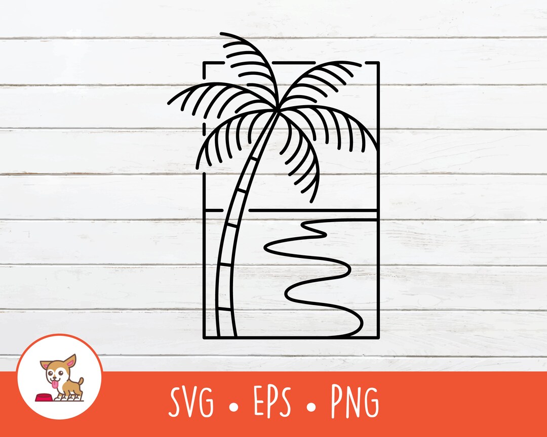 Beach Monoline Logo, Beach SVG, Vector Beach Clipart, Surf Logo Cut ...