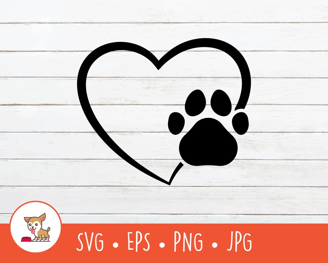 Heart With Paw SVG, Paw With Heart Clipart, Vector Heart With Paw Cut ...