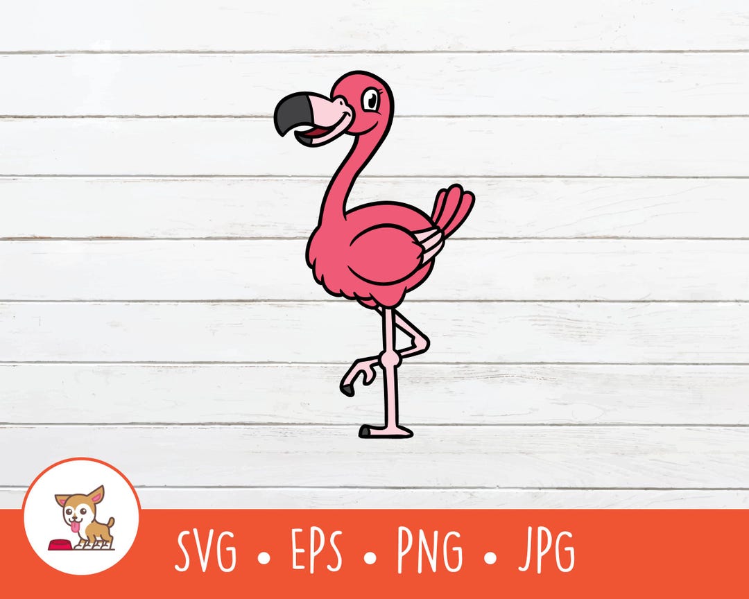 Cartoon Flamingo Clipart, Flamingo SVG, Vector Flamingo Cut File for ...