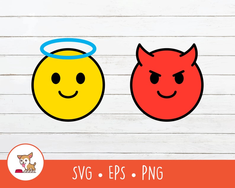 Angel and Devil Emoji SVG, Angel and Devil Clipart, Vector Angel and ...