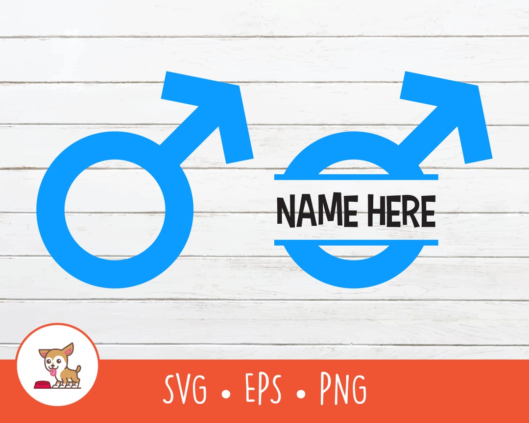 Male Gender Symbol SVG, Split Male Name Frame, Vector Male Gender Sign ...