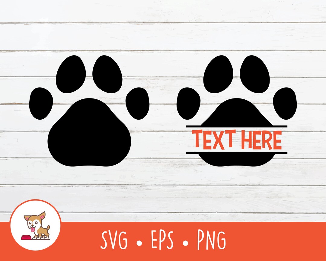 Paw Print SVG, Split Paw Print Name Frame, Paw Print Clipart, Vector ...