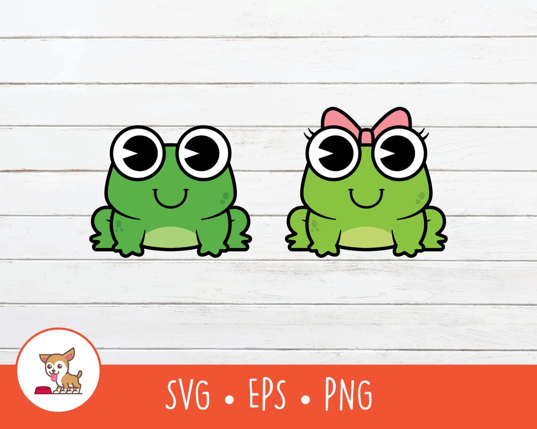Frog Couple Clipart, Male and Female Frogs SVG, Vector Frog Cut File ...