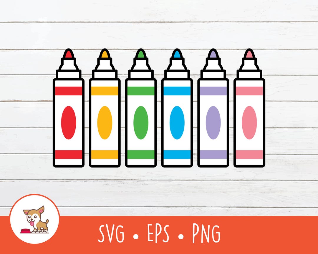 Cartoon Markers Clipart, Markers SVG, Vector Markers Cut File for ...