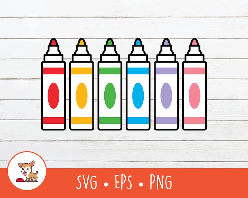 Cartoon Markers Clipart, Markers SVG, Vector Markers Cut File for ...