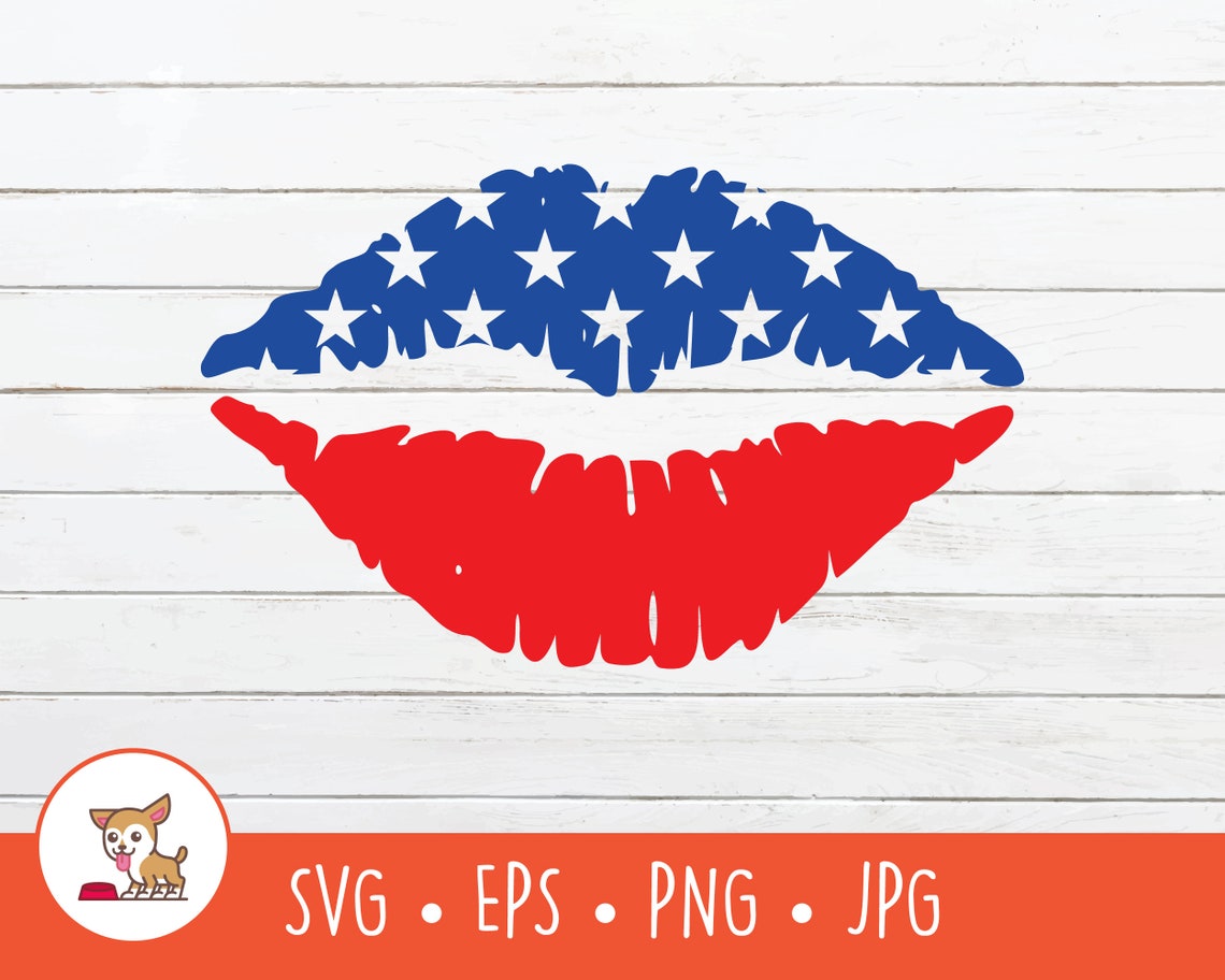 American Flag Lips SVG American Lips Clipart Vector American - Etsy