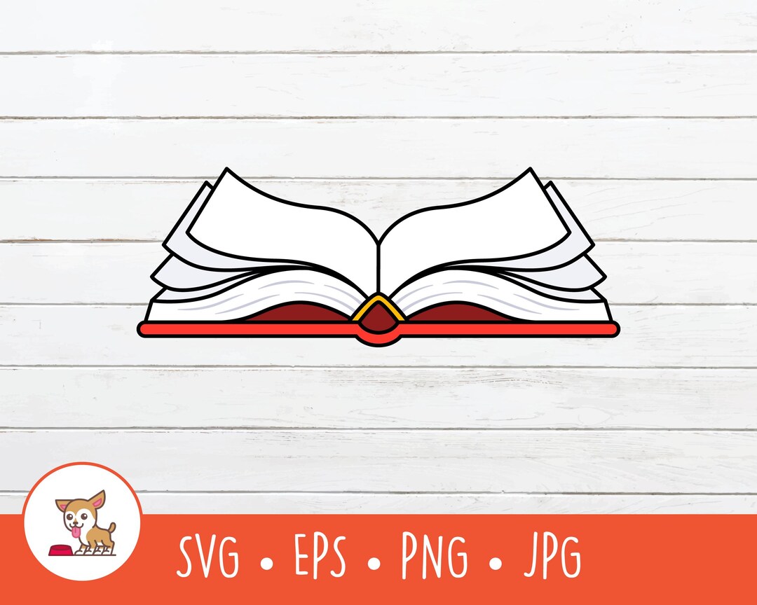 Cartoon Open Book Clipart, Book SVG, Vector Book Cut File for Cricut ...