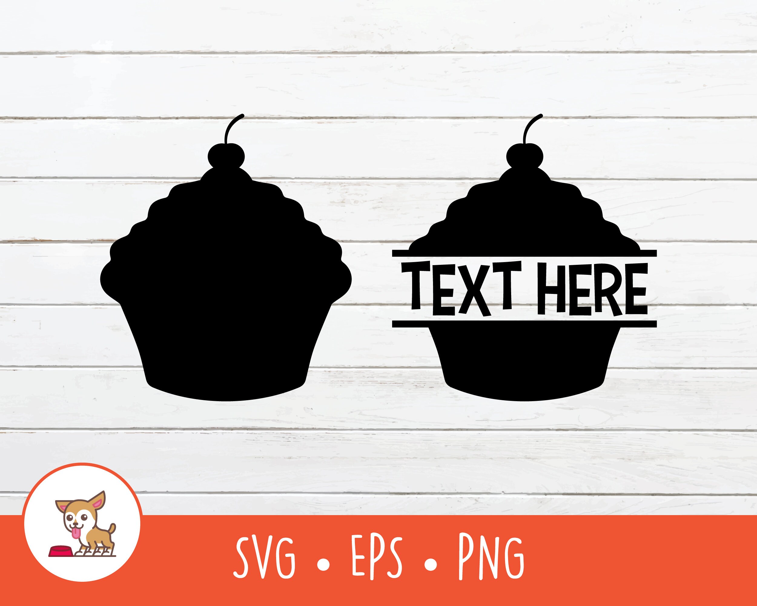 Cupcake SVG, Split Cupcake Name Frame, Cupcake Clipart, Vector Cupcake ...