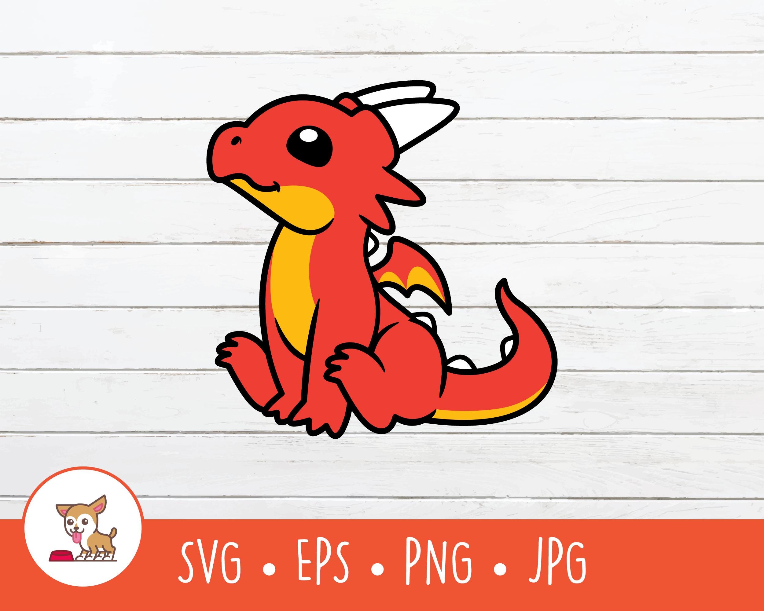 Cute Dragon Clipart, Red Dragon SVG, Vector Dragon Cut File for Cricut ...