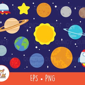 Kawaii Solar System Clipart, Vector Solar System Cut File for Cricut ...