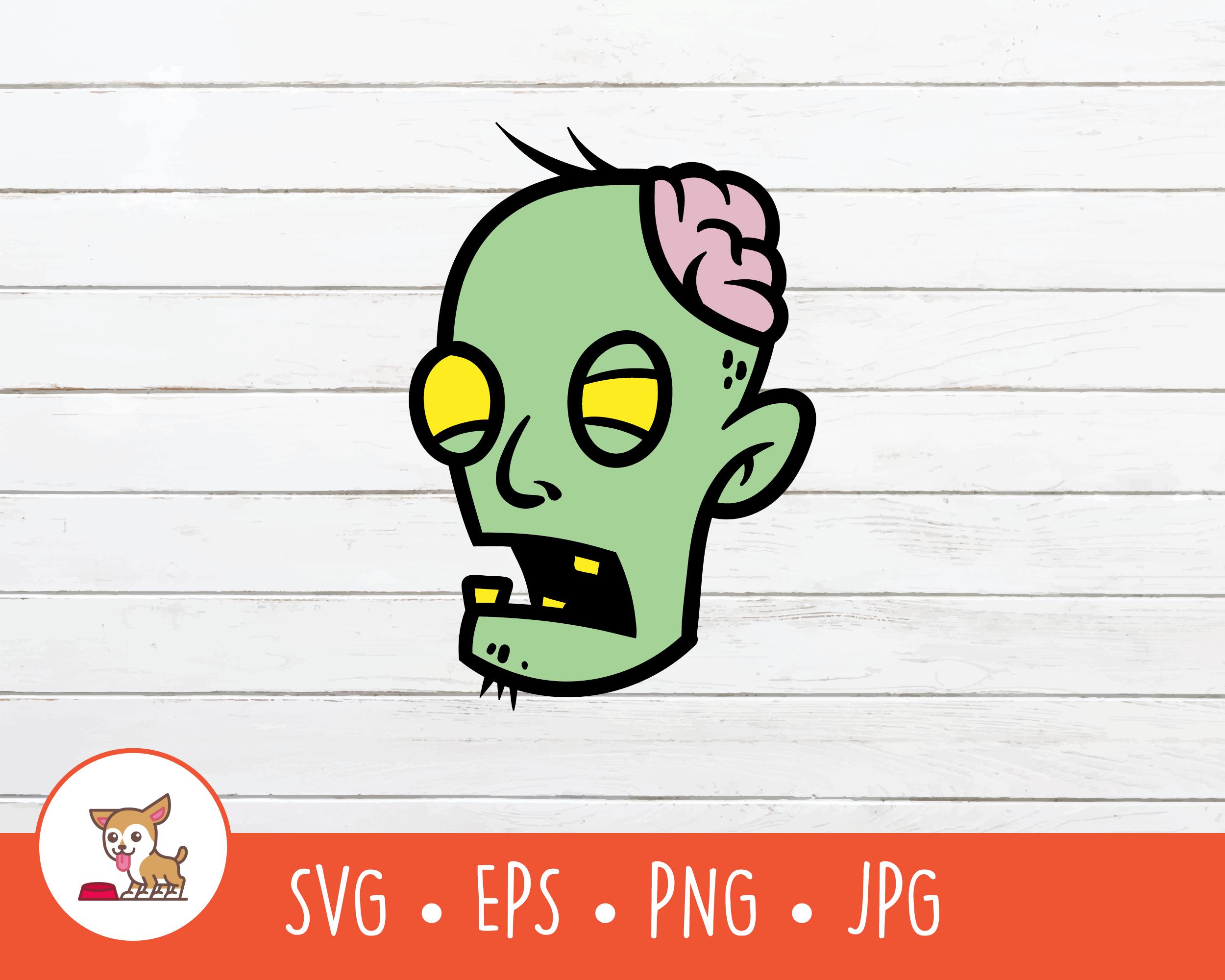 Cartoon Zombie Head Clipart, Zombie SVG, Vector Zombie Head Cut File ...