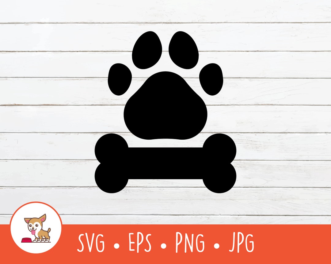 Paw Print and Bone SVG, Paw Print Clipart, Vector Paw Print and Bone ...